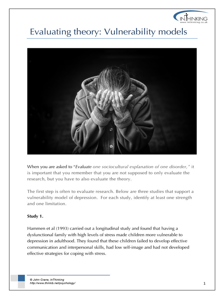 Evaluating Vulnerability Models of Depression | PDF