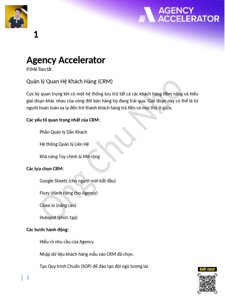 Agency AcceleratorP1M6 - Module1 | PDF