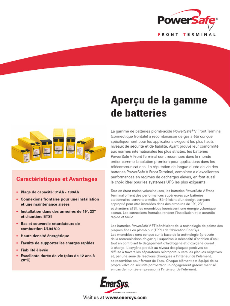 Batteries PowerSafe V Front Terminal | PDF | Pile rechargeable | Matériaux