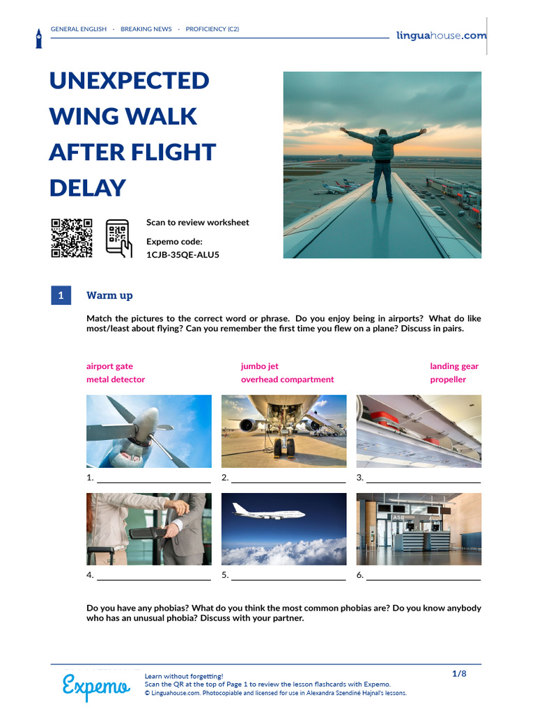 Unexpected Wing Walk After Flight Delay British English Teacher | PDF ...