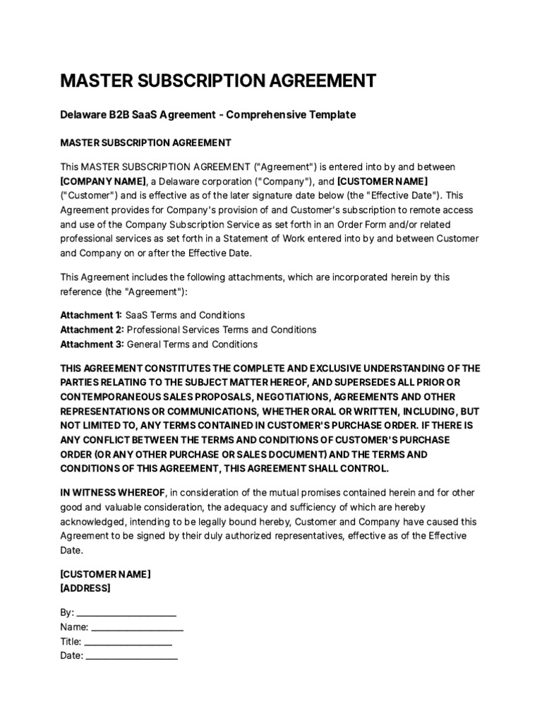 B2B SaaS Master Subscription Agreement | PDF | Indemnity | Software As ...