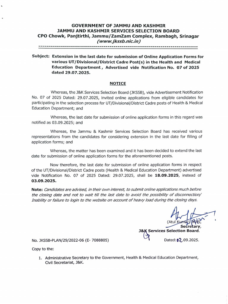Extension Notice 070F2025 02092025 | PDF