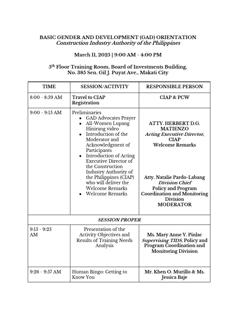 Basic GAD Orientation for CIAP 2025 | PDF | Women's Rights ...