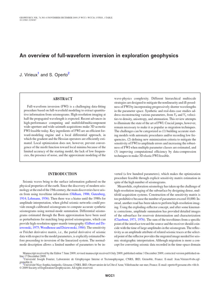 An Overview of Full Waveform Inversion in Exploration Geophysics | PDF ...