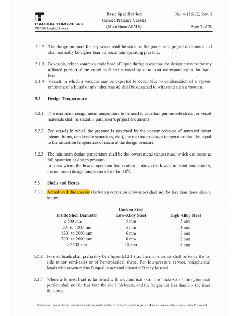 4-1361 e (Pressure Vessel) - Min Wall THK - Holdor Topsoe | PDF