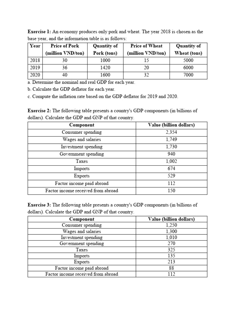 Exercise Chapter 2 Students | PDF | Gross Domestic Product | Consumer Price Index
