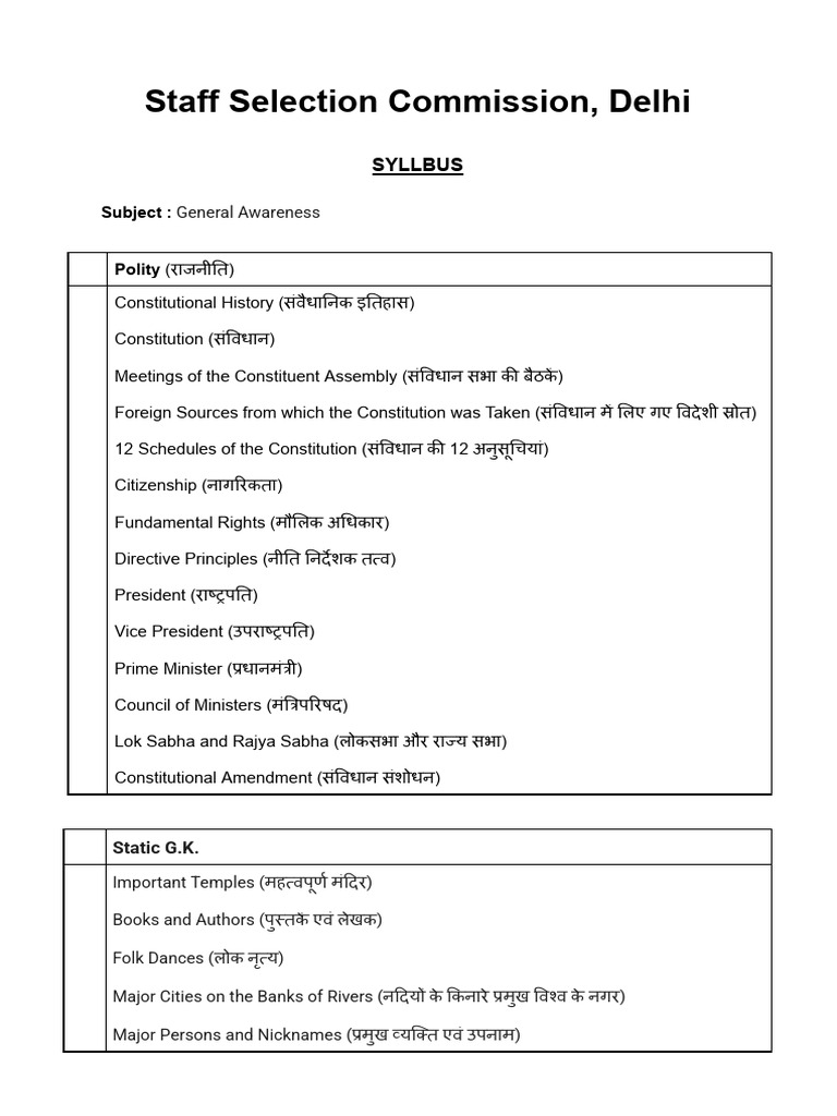 CGL Syllabus | PDF