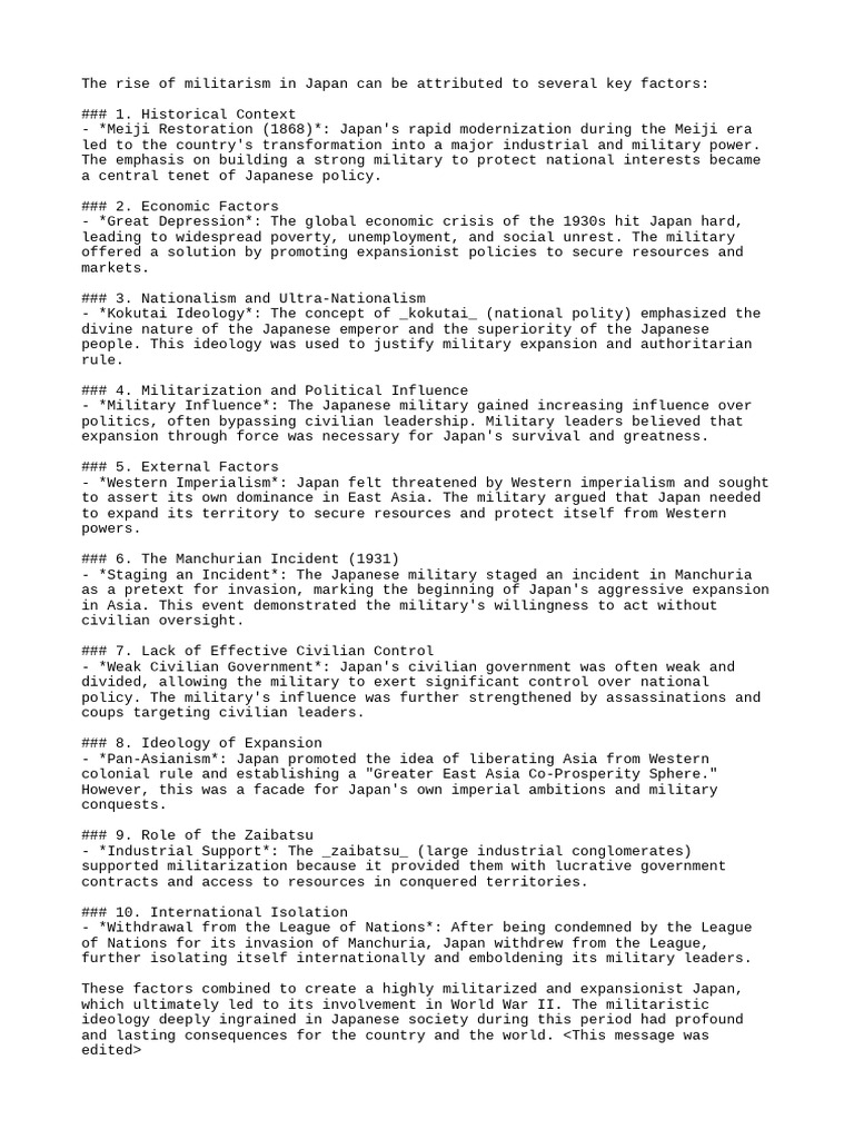 Rise of Militarism in Japan | PDF | Empire Of Japan | Militarism