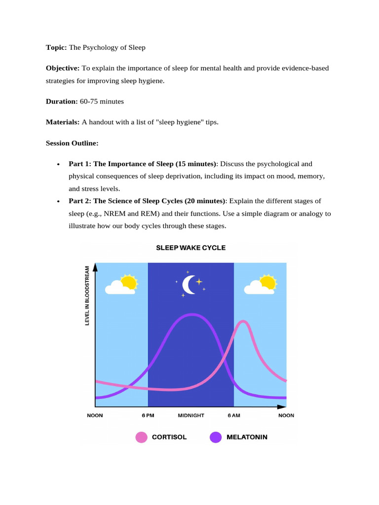 Session Plan The Psychology of Sleep | PDF