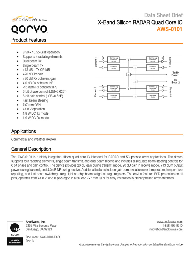 X-Band RADAR Quad Core IC Data Sheet | PDF | Radar | Electronics