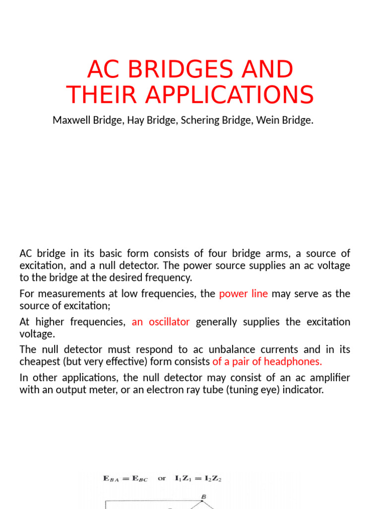 AC Bridges in Basic Instrumentation | PDF | Capacitor | Electrical ...