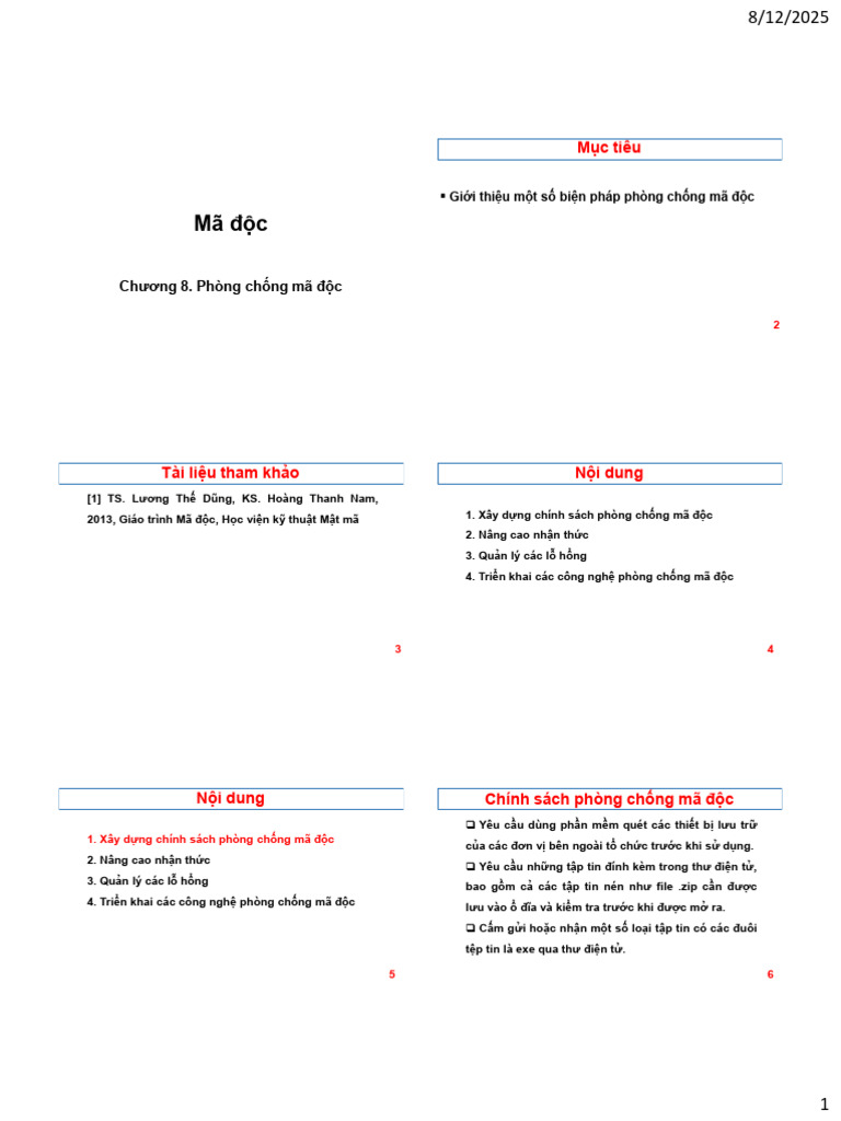Chương 8. Phòng Chống Mã Độc | PDF