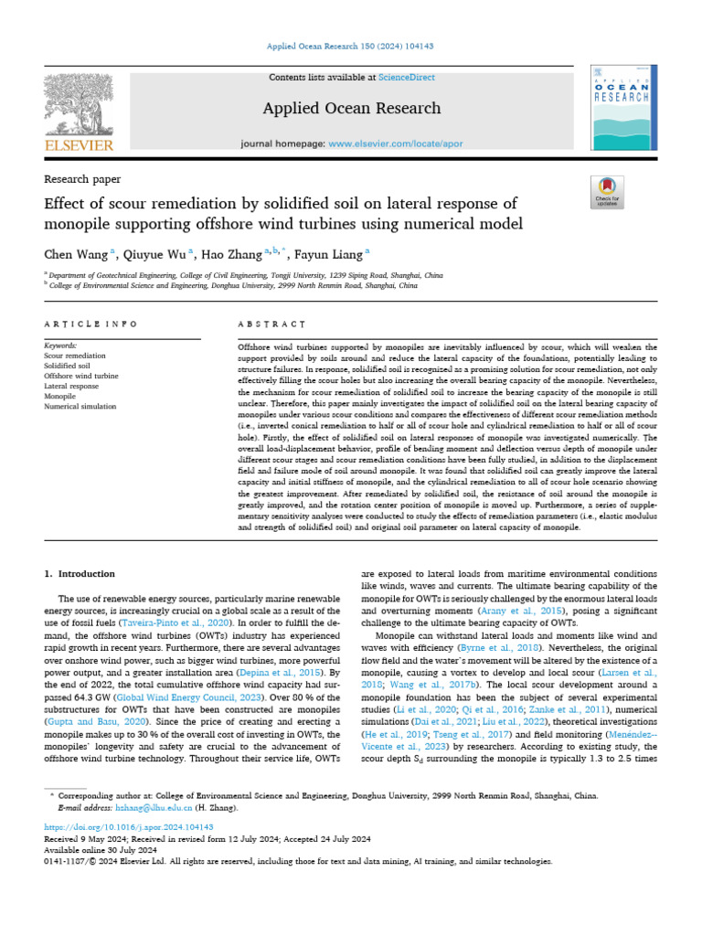 Effect of Scour Remediation by Solidified Soil On Lateral Response of ...