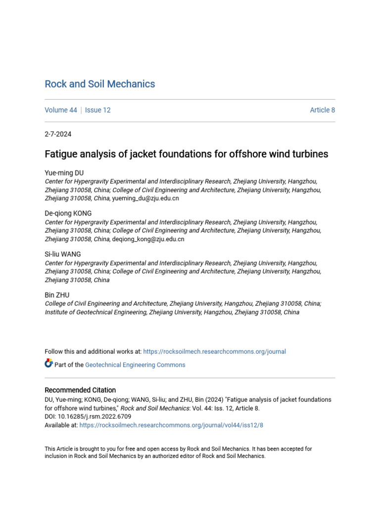 Fatigue Analysis of Jacket Foundations For Offshore Wind Turbines | PDF ...
