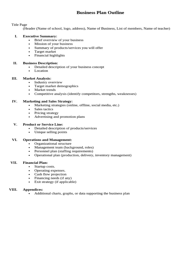 Business Plan Outline Format | PDF