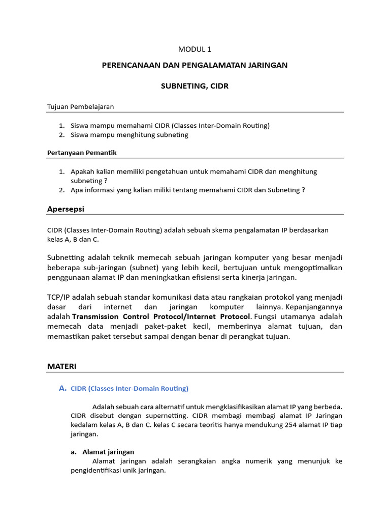 Modul Subneting Cidr | PDF
