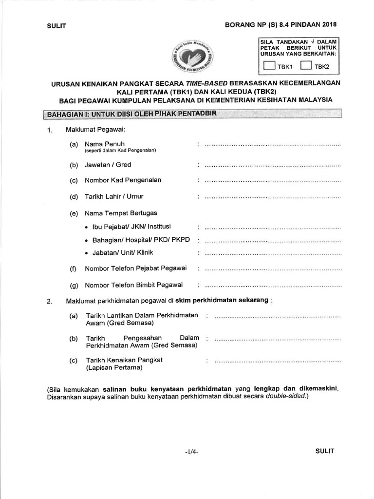 Borang TBK 1 & TBK 2 | PDF