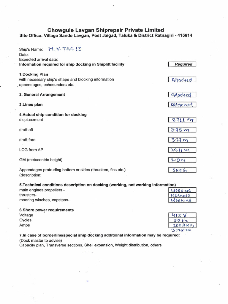 Docking Information - 08.08.2025 | PDF