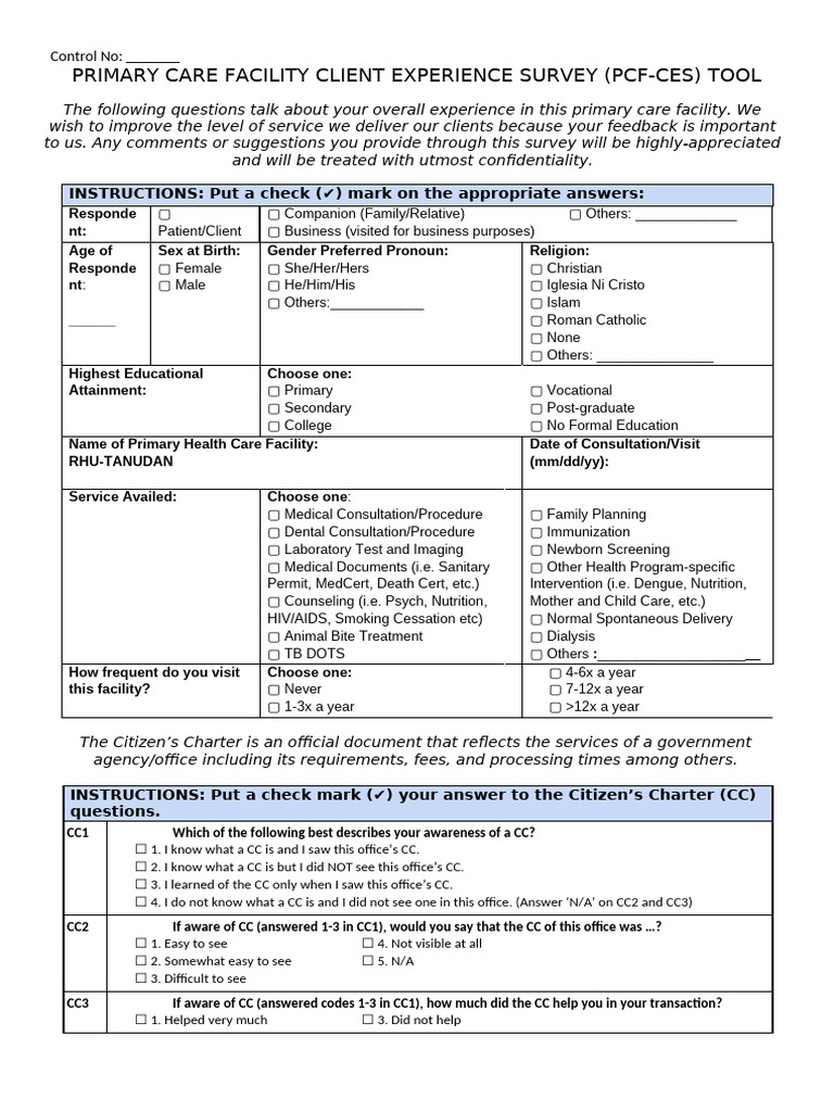 English - PCF-CES Tool Updated (05!17!2023) | PDF | Health Care | Medicine