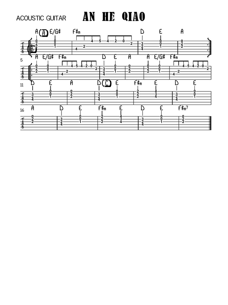 An He Qiao Lead Sheet - Acoustic Guitar | PDF