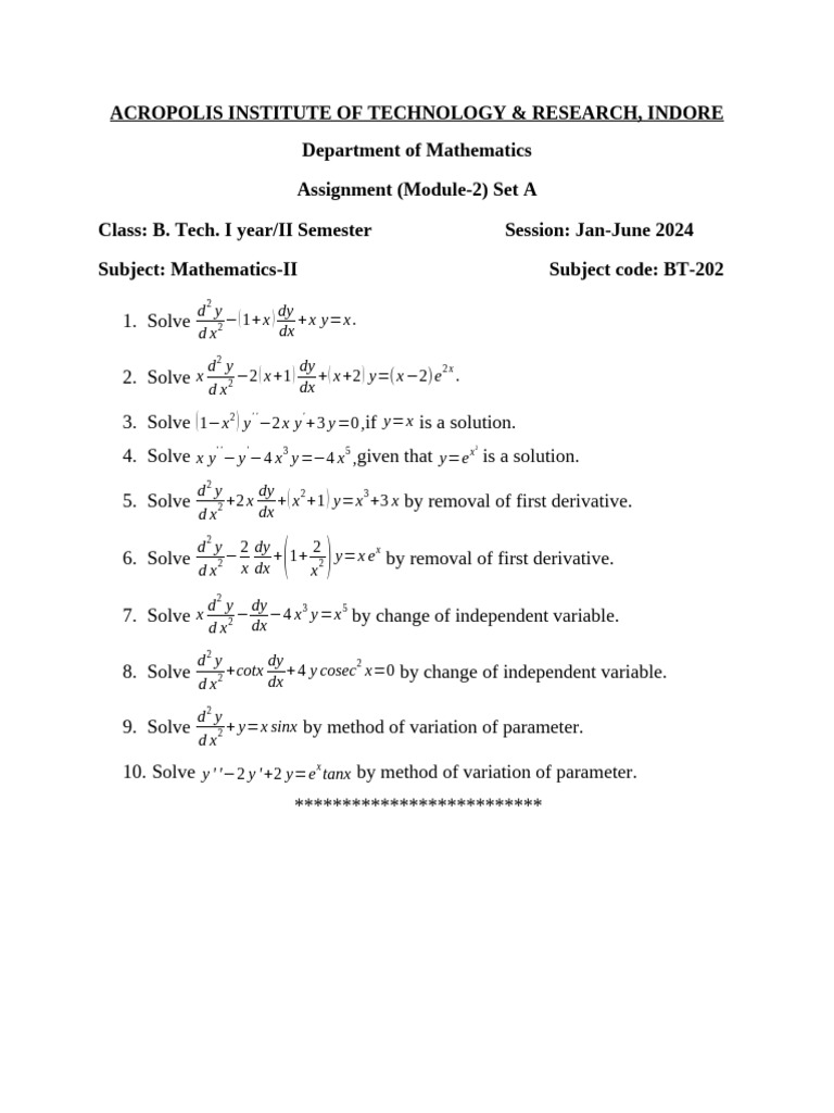 Assignment Sheet U-2 Set A | PDF