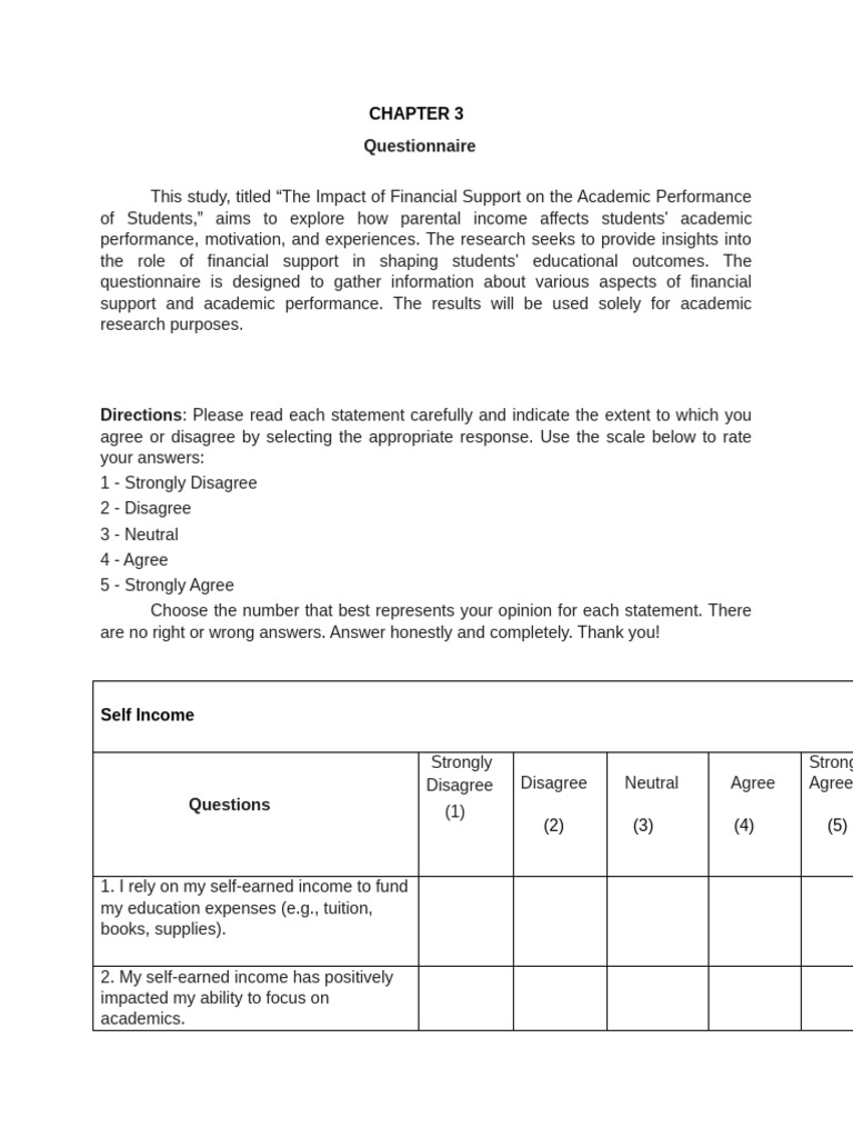 Financial Support and Academic Success | PDF | Questionnaire | Income