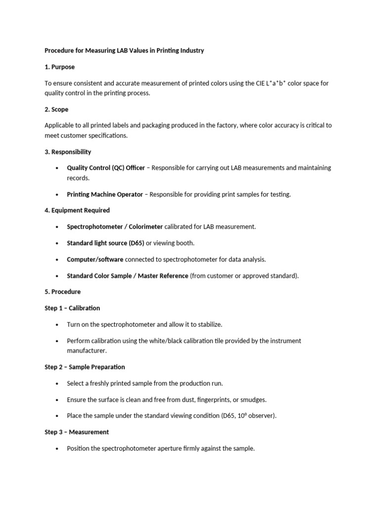 LAB Value Measurement in Printing | PDF | Color | Calibration