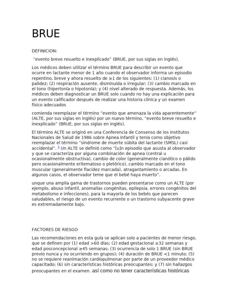 Definición y diagnóstico de BRUE | PDF | Apnea | Medicina CLINICA