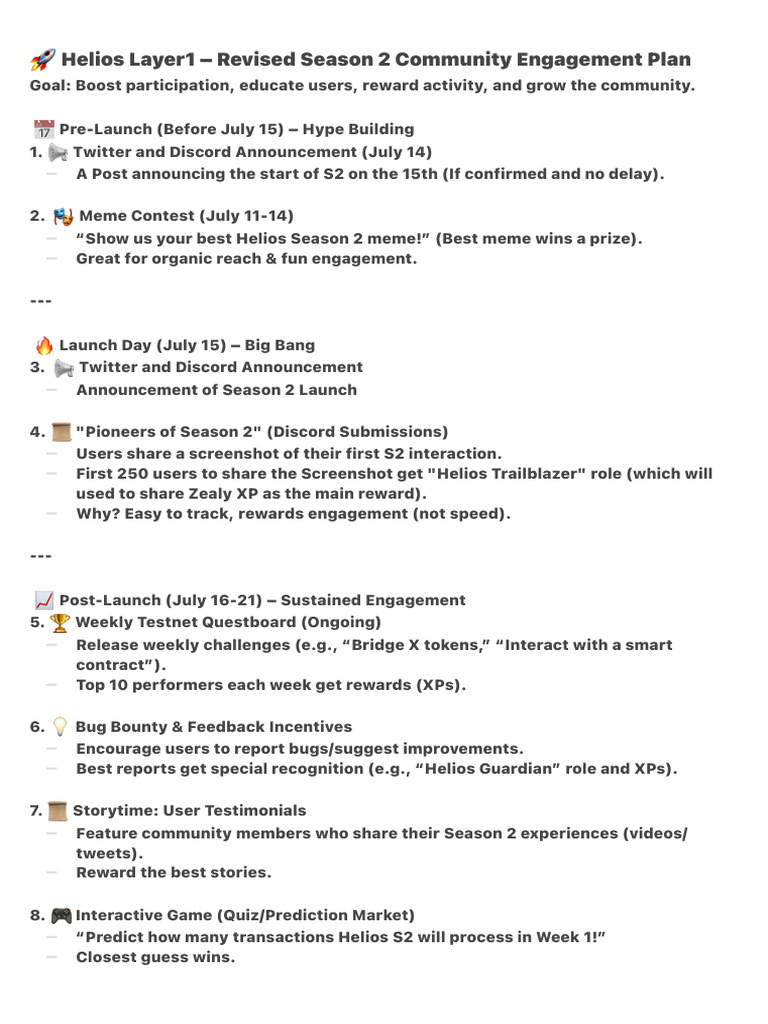? Helios Revised Season 2 Community Engagement Plan | PDF