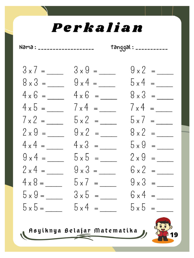 PW007b - 50 Halaman Latihan Pembagian & Perkalian Siap Cetak ...