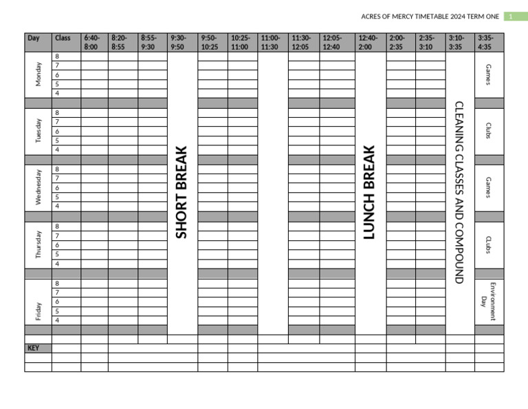 Timetable Template | PDF