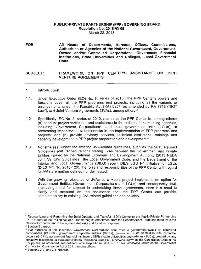 PPP Center's Framework for Joint Ventures | PDF | Public–Private ...
