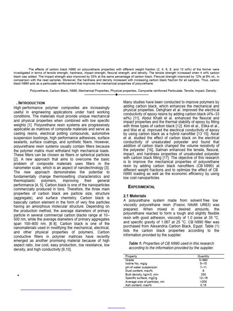 Mechanical and Physical Properties of Polyurethane Composites ...