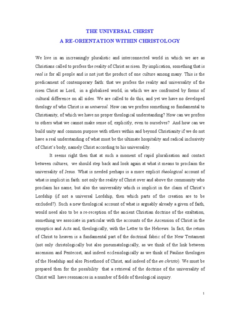 The Universal Christ | PDF | Eucharist | Theology