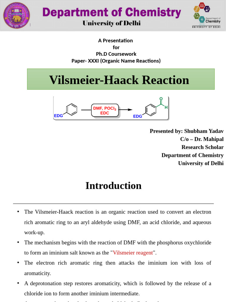 Vilsmeier-Haack Reaction Overview | PDF | Acid | Amide