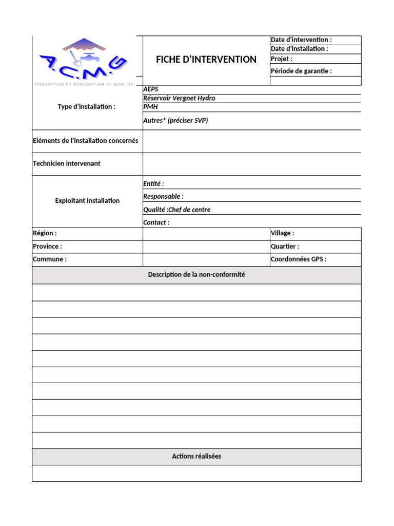 Fiche d'Intervention Technique AEPS | PDF