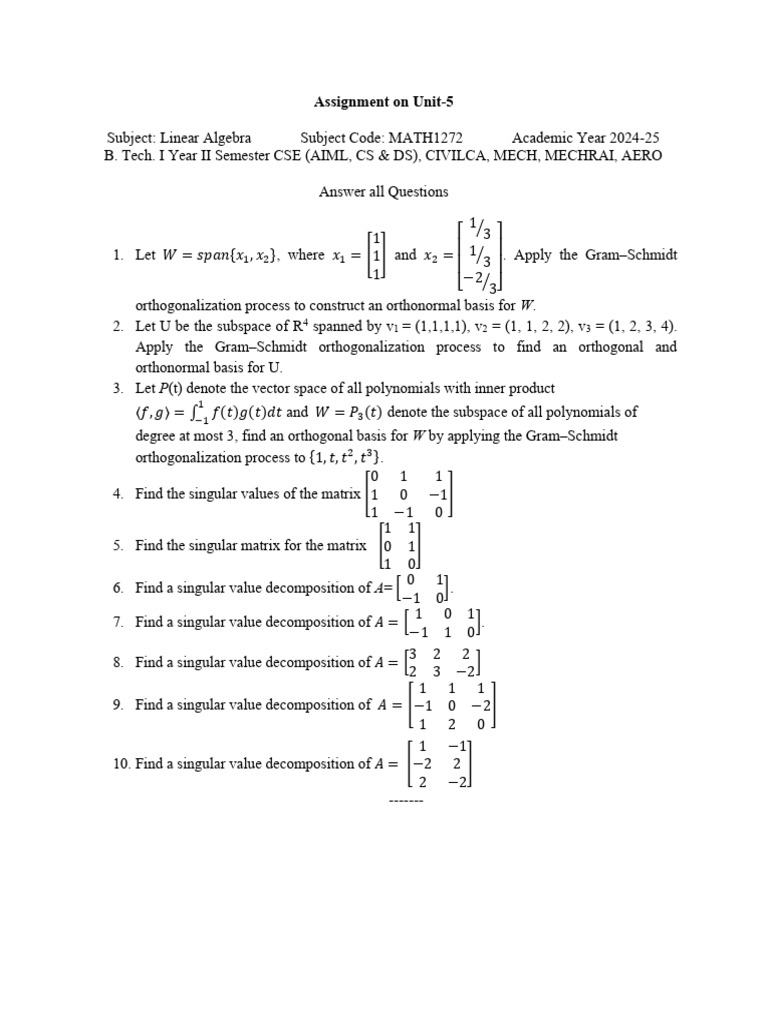 Modified Assignment On Unit-5 | PDF | Mathematical Analysis | Linear ...