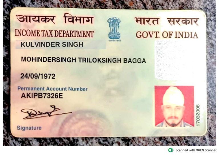 Kulvindersingh Pan Card | PDF