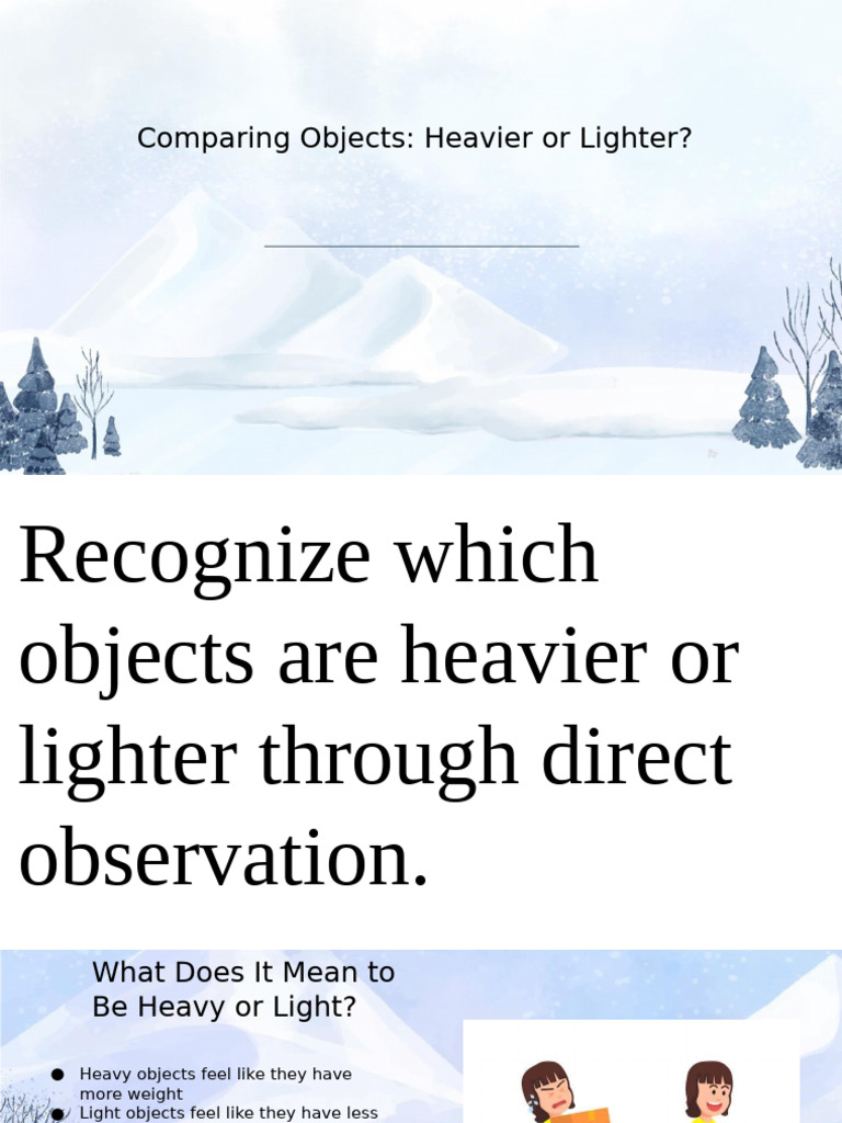 Comparing Objects: Heavier or Lighter? | PDF | Weight