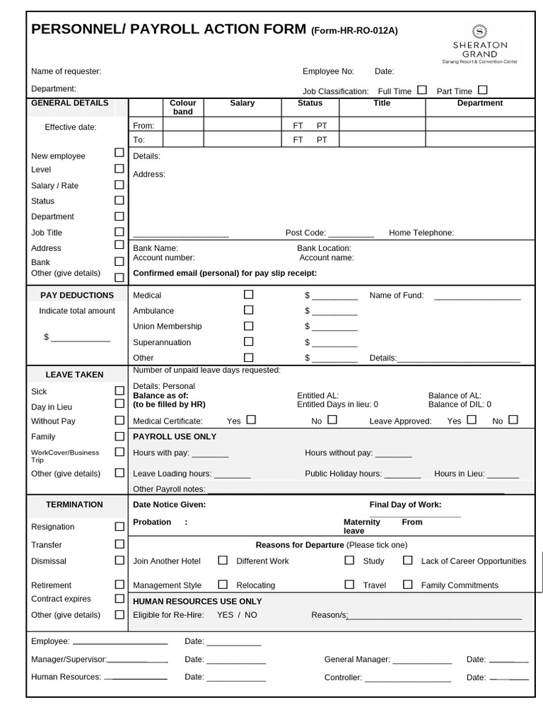 Form HR Ro 012a Paf. Local New | PDF | Payroll | Employment Compensation