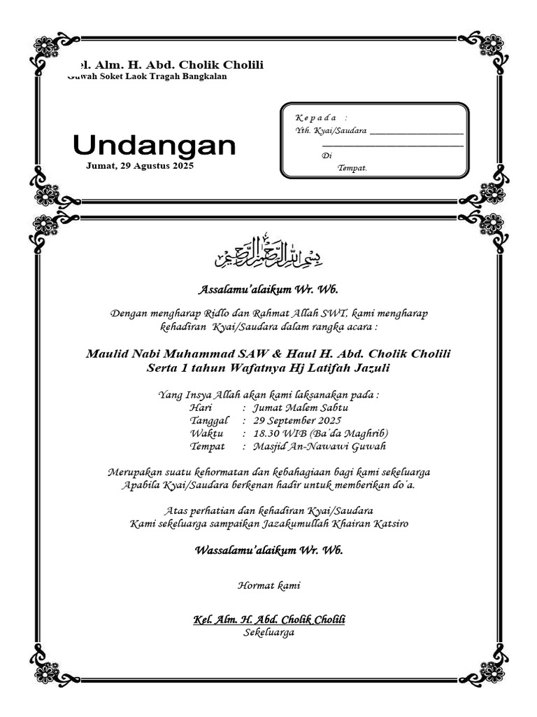 Undangan Maulid & Haul | PDF