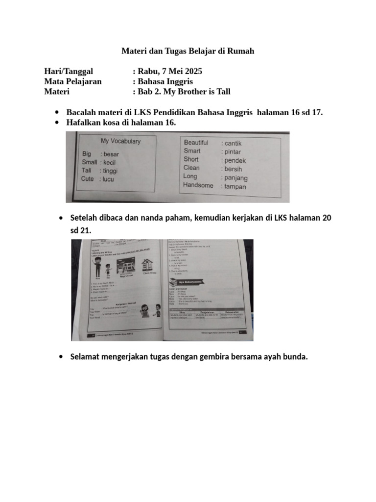 Tugas Bahasa Inggris: My Brother is Tall | PDF
