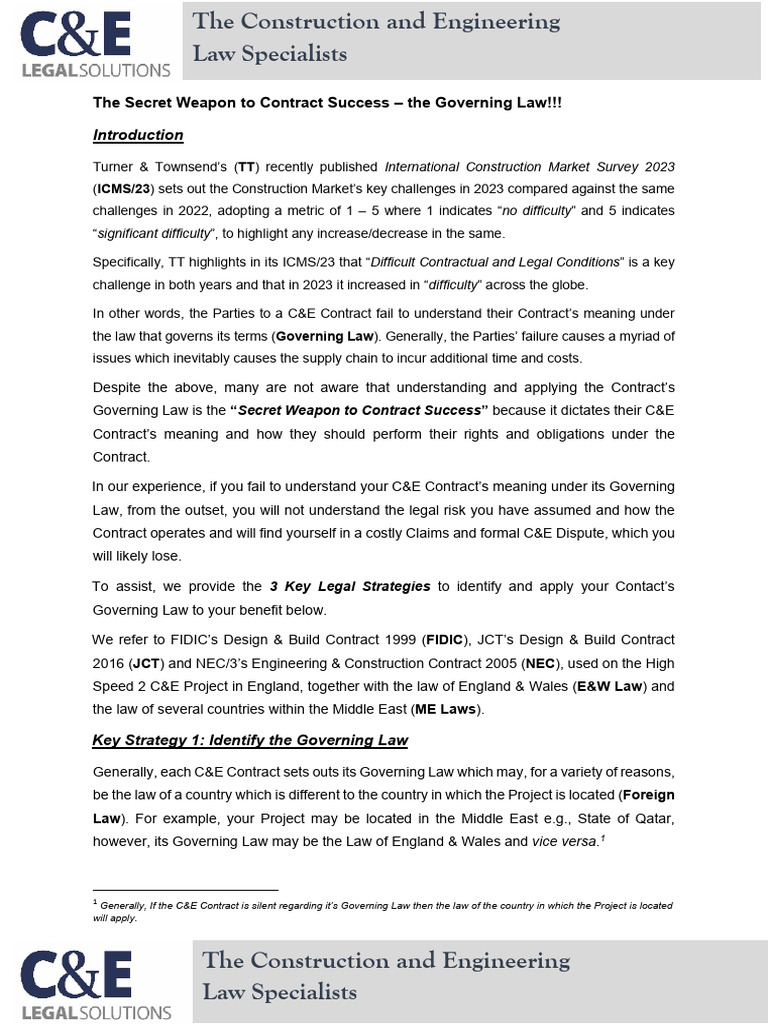 Governing Law in Construction Contracts | PDF | Justice | Crime & Violence