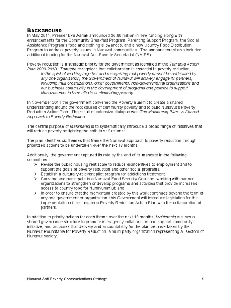 Nunavut Anti-Poverty Strategy Overview | PDF | Poverty Reduction | Poverty