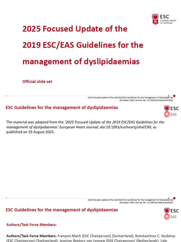 2025 ESC Guidelines Slide Set | PDF | Atherosclerosis | Cardiology