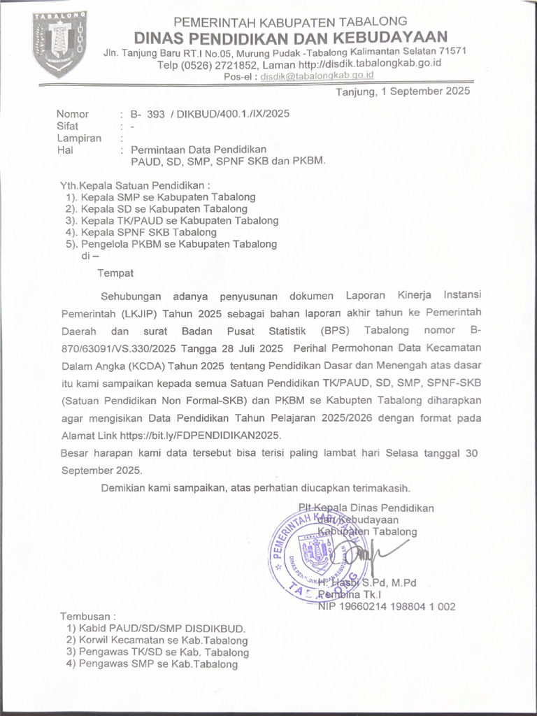 Permintaan Data Pendidikan | PDF