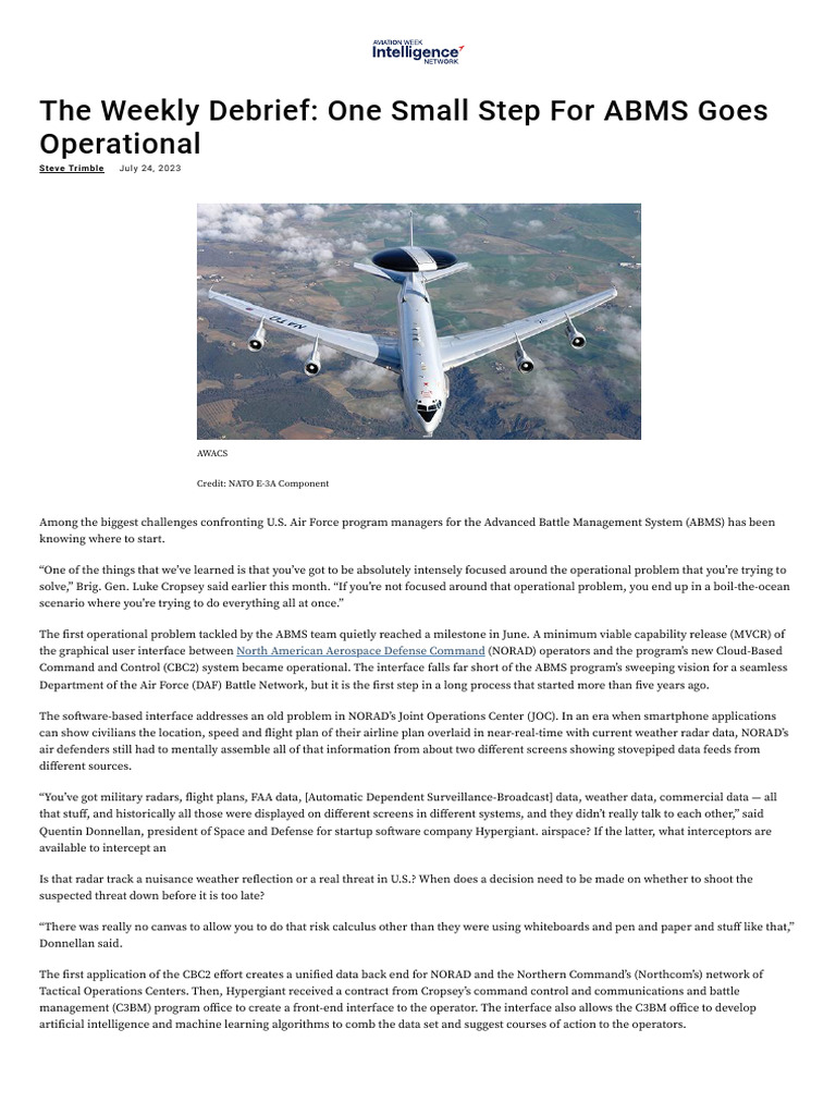The Weekly Debrief - One Small Step For ABMS Goes Operational ...