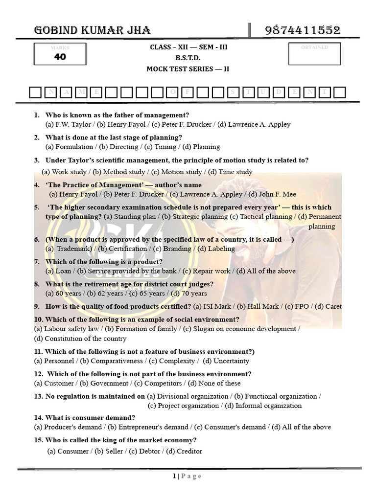 Class XII BSTD Mock Test Series II | PDF | Argument | Truth