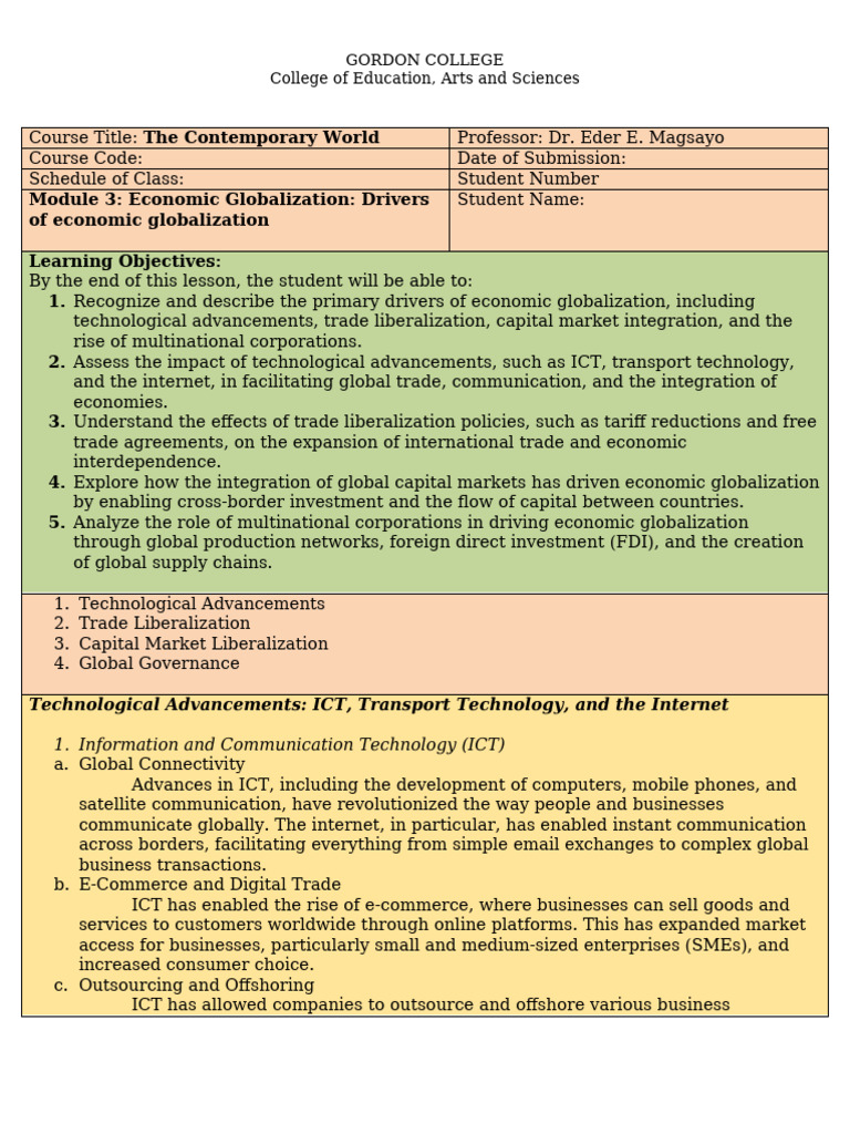Drivers of Economic Globalization | PDF | World Trade Organization ...