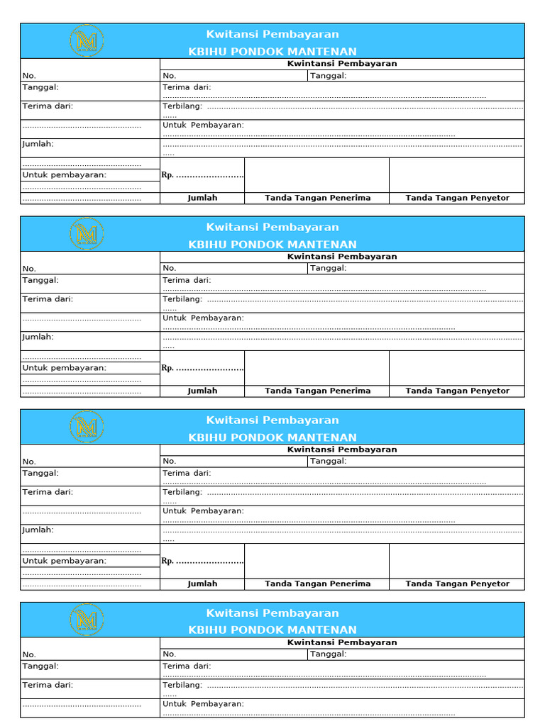 Template Kwitansi Pembayaran Kosong | PDF